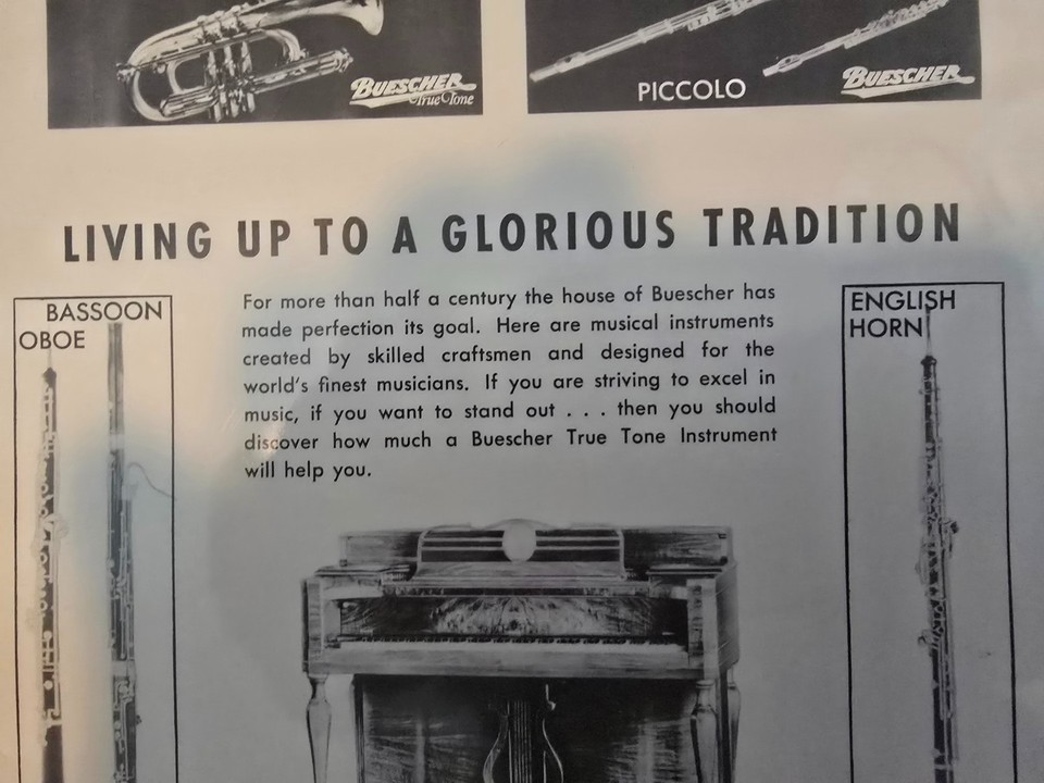 VINTAGE BUESCHER SAXOPHONE CUT-OUT INSTRUMENT CHART POSTER - NEW - WOW ...