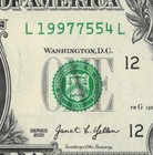 Year Note 1997 in the Serial Number Leading Position $1 Dollar Bill ...