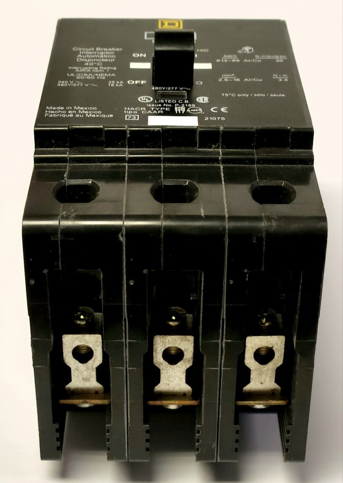 SQUARE D EDB34030 3 Pole 30 AMP Type EDB Circuit Breaker 277 480 VAC | eBay
