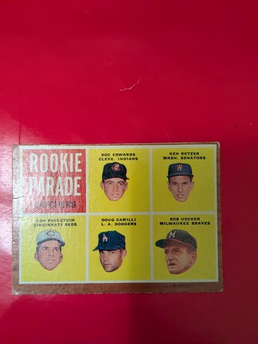 1962 Topps Baseball Card # 594 Rookie Parade Catchers Bob Uecker Rookie ...