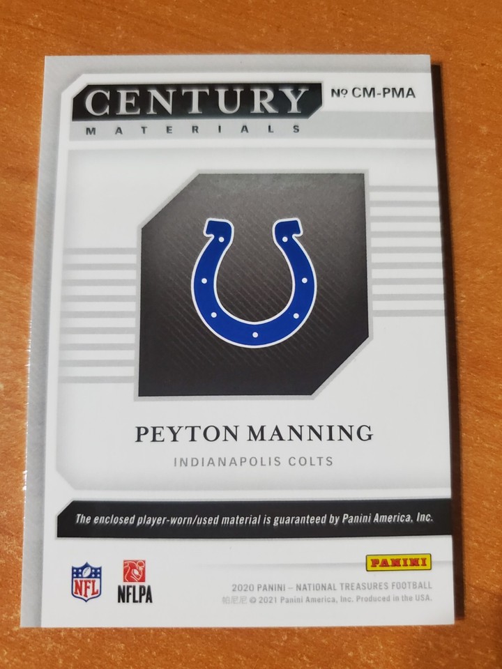 2020 Panini National Treasures Century Materials Peyton Manning Jersey ...