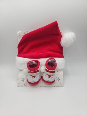 Infant Baby Christmas Holiday Santa Hat Socks Set Newborn Photographer ...