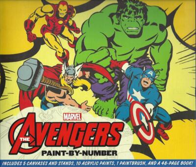 Marvel Avengers Paint By Number 5 Scenes Canvas Paints Paintbrush Book ...