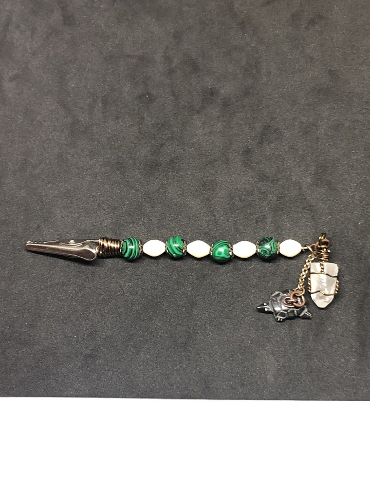 Malachite, Quartz Crystal Roach Clip w/ Carved Stone Turtle | eBay