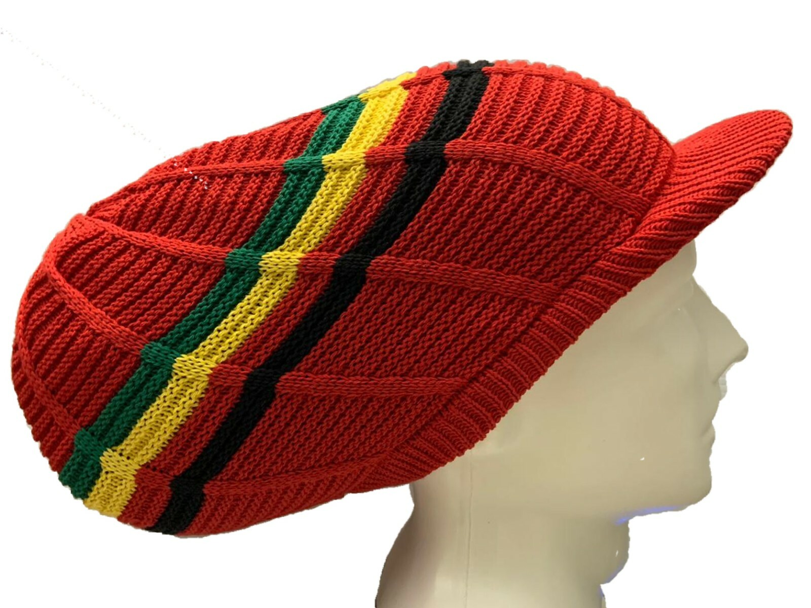 XL Red Stripe Rasta Hat Dreadlocks Tam Crown Dreads Slouchy Natty Cap ...