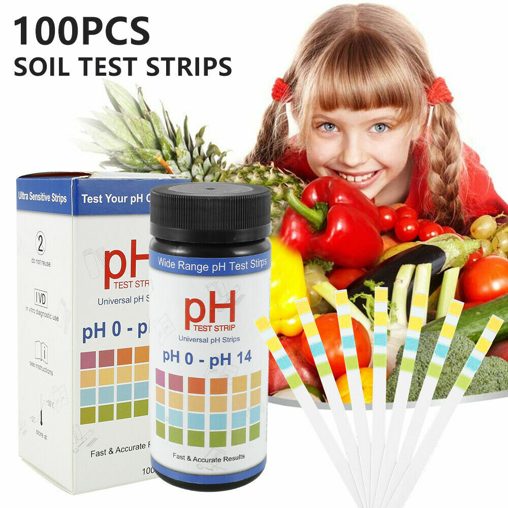 100x Professional 0-14 PH Test Strips Paper Kit for Testing Soil Home ...