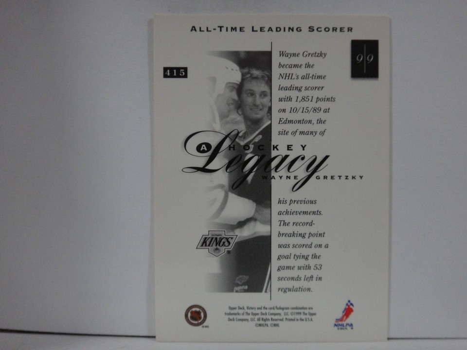1999-00 Upper Deck Victory A Hockey Legacy Wayne Gretzky #407 HOF | eBay
