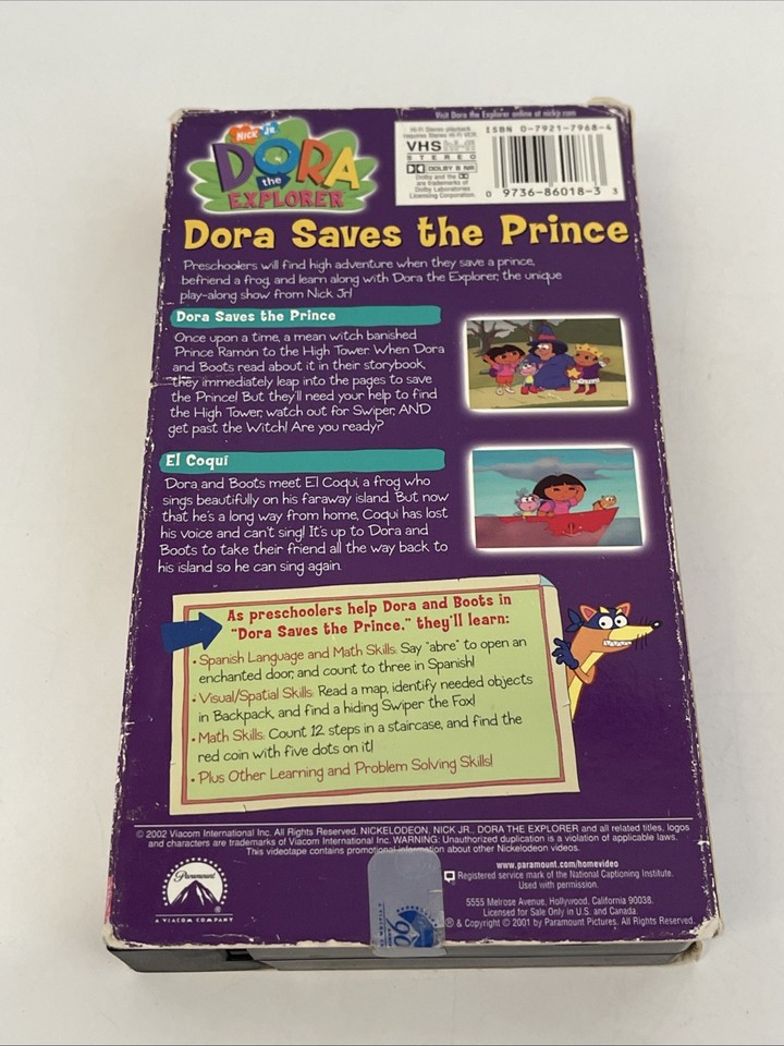 Dora the Explorer Dora Saves the Prince VHS 2002 Nick Jr. Video Tape ...