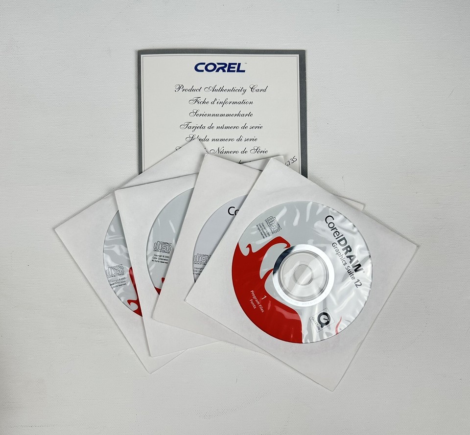 CorelDRAW Graphics Suite 12 (4 CD's) FULL EDITION w/Serial Number READ ...