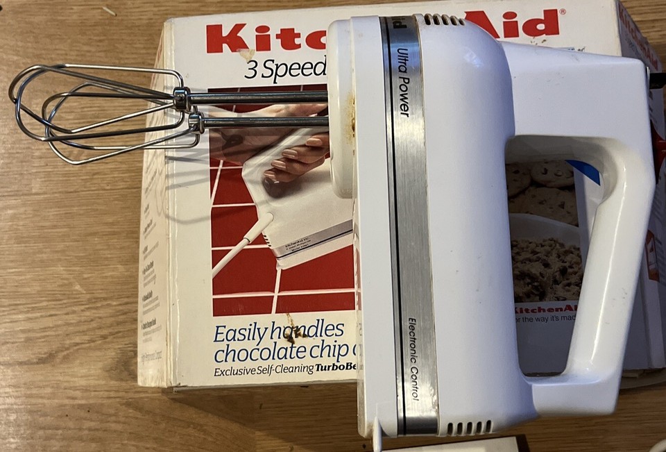 KitchenAid 3 Speed Ultra Power Electric Hand Mixer KHM3WH Made USA ...