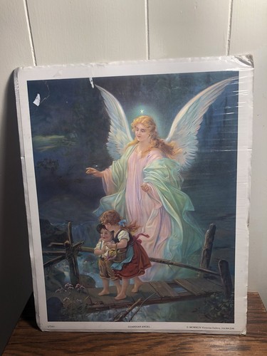 Vintage THE GUARDIAN ANGEL Color Print 12 x 14.5 Victorian Gallery | eBay