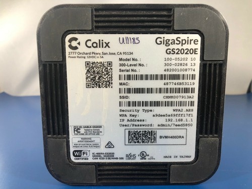 Calix Gigaspire GS2020E Blast u6.1 100-05202 AC Power Included Bundle ...