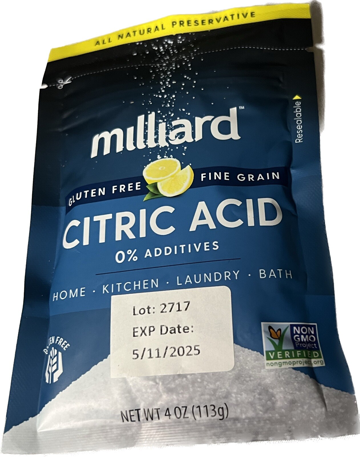2 X Milliard Citric Acid Fine 100% Pure Food Grade NON-GMO Project ...