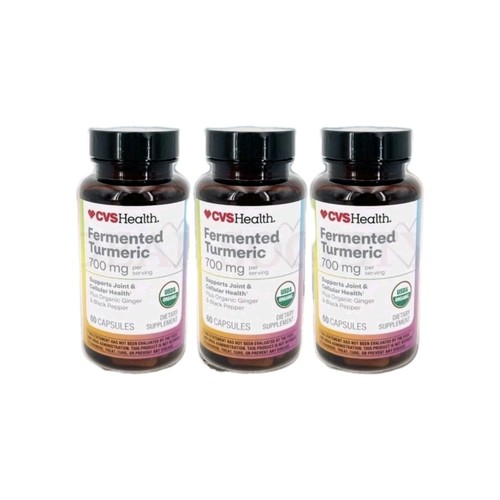 (Lot Of 3) Fermented Turmeric 700 mg 60 Capsules Each CVS HEALTH Exp 06 ...