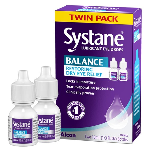 Systane Balance Lubricant Eye Drops, Restorative 0.33 Fl Oz (Pack of 2 ...