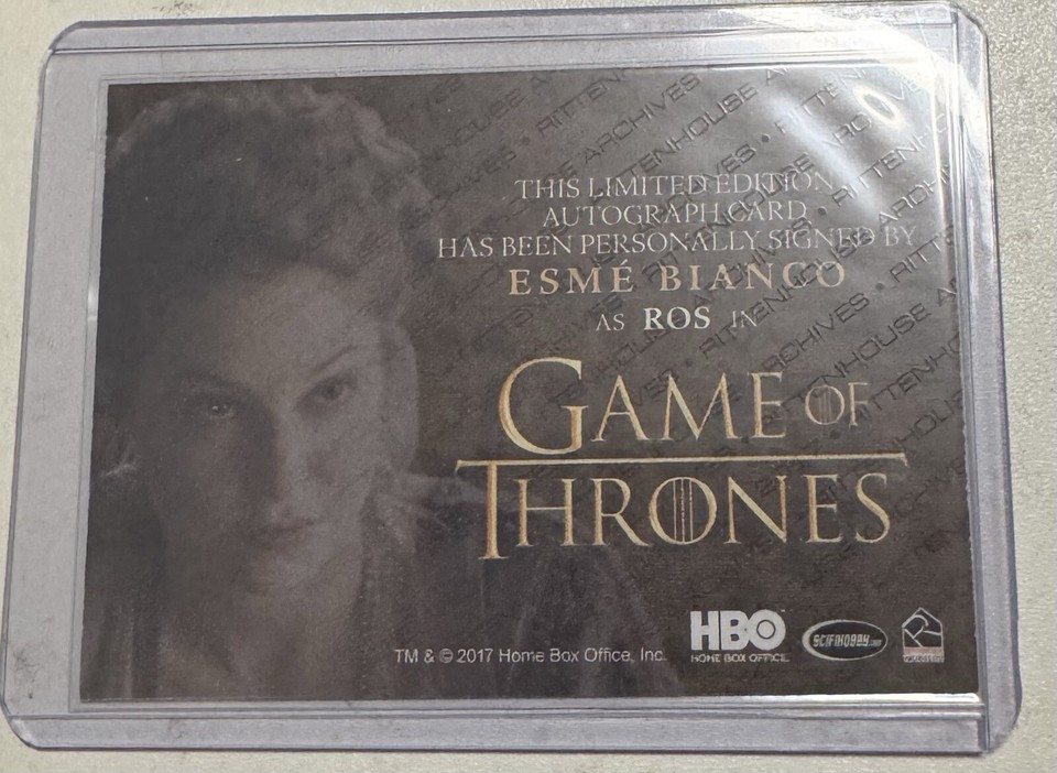 2017 RITTENHOUSE HBO GAME OF THRONES ESME BIANCO AS ROS AUTO AUTOGRAPH ...