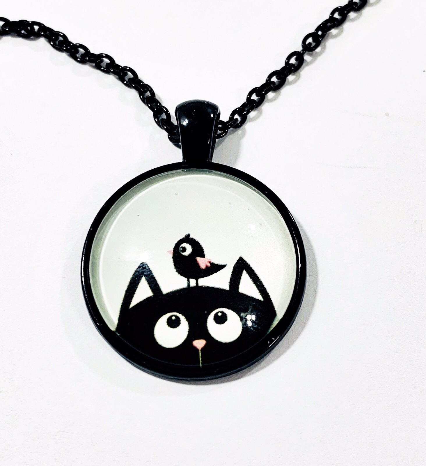 New Cat Kitten Bird Pendant Necklace Cartoon Cute Black Tone Chain | eBay