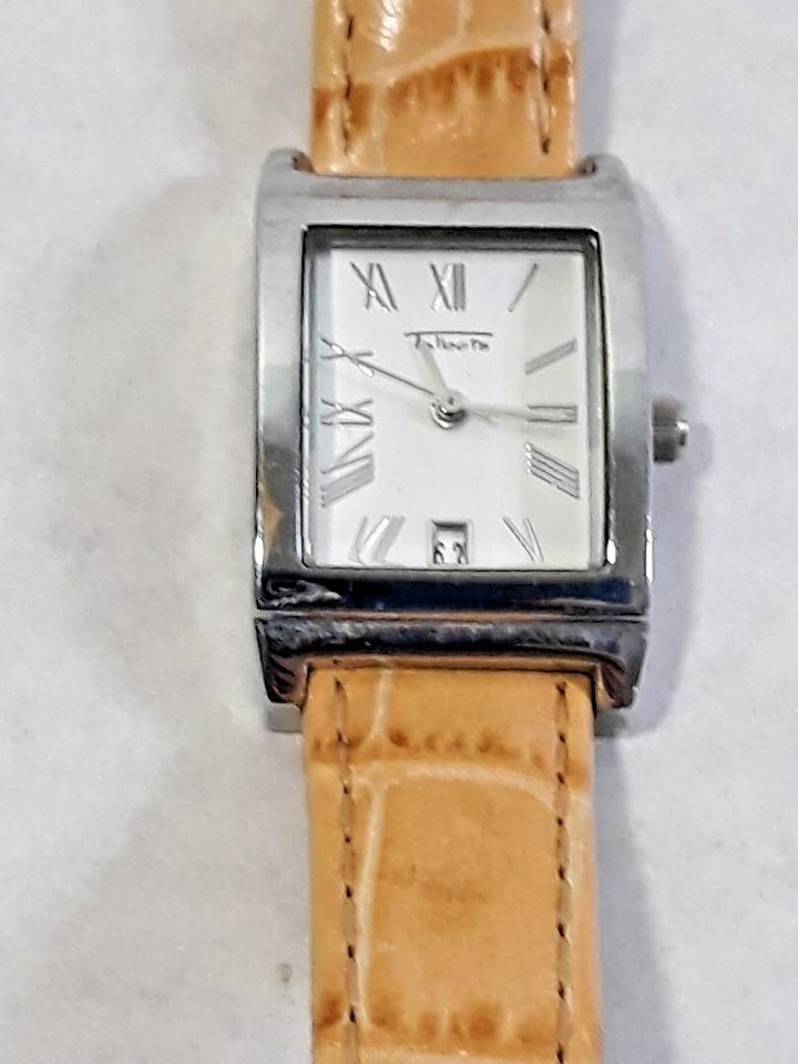 Vtg Talbots Watch Women Silver Tone Date Rectangle TA-1033 ~ TESTED | eBay