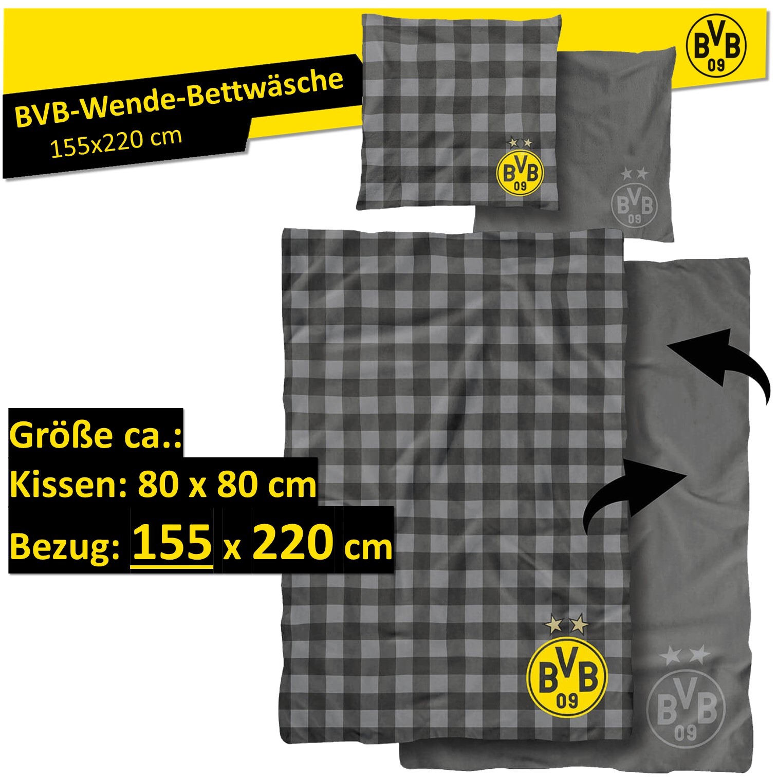 Borussia Dortmund bedding reversible bedding bed cover pillows stadium ...