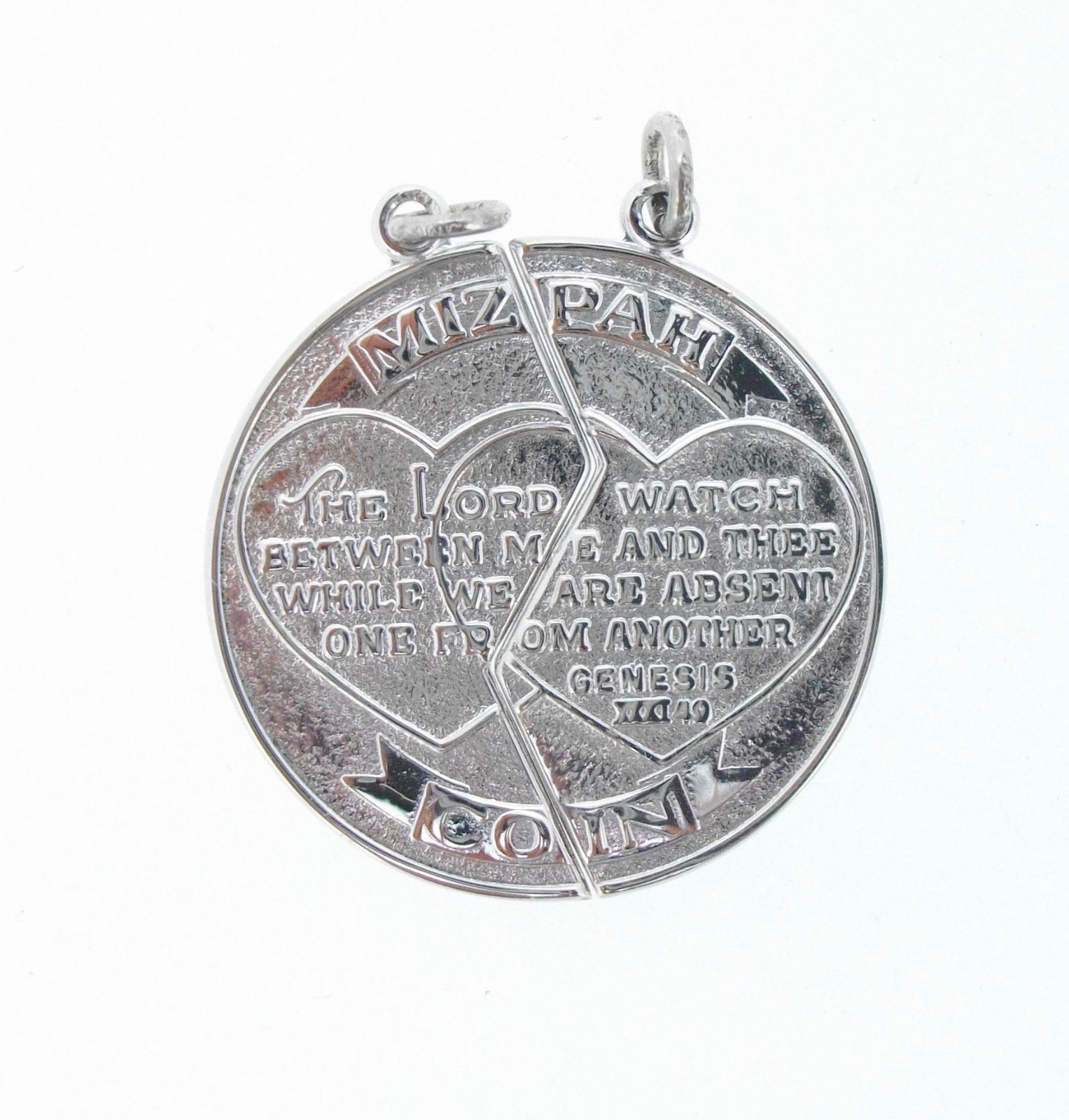 Charm Fisher LeStage Sterling Silver MIZPAH COIN two interlocking ...