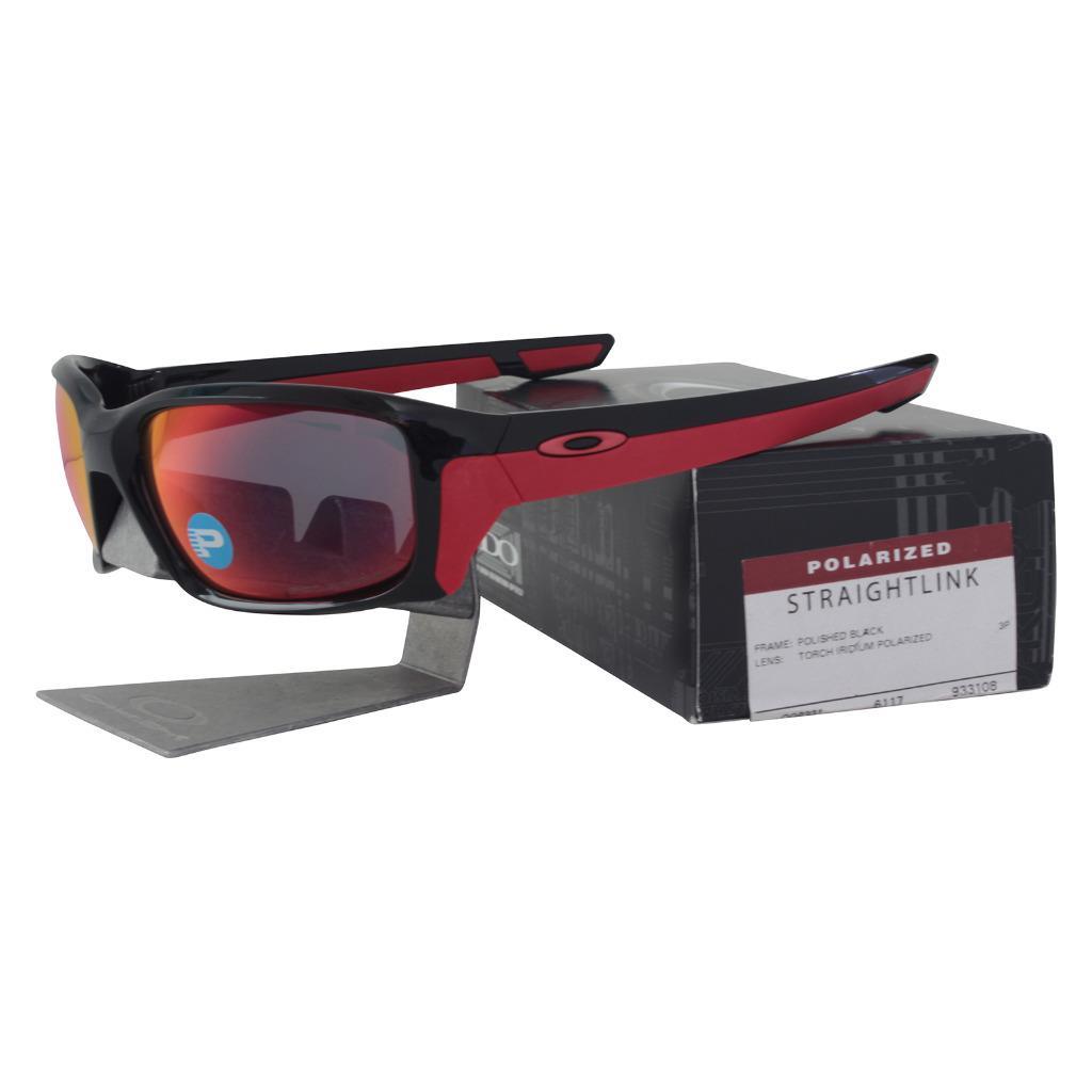 Oakley OO 9331-08 Polarized Straightlink Black Red Torch Iridium Mens ...