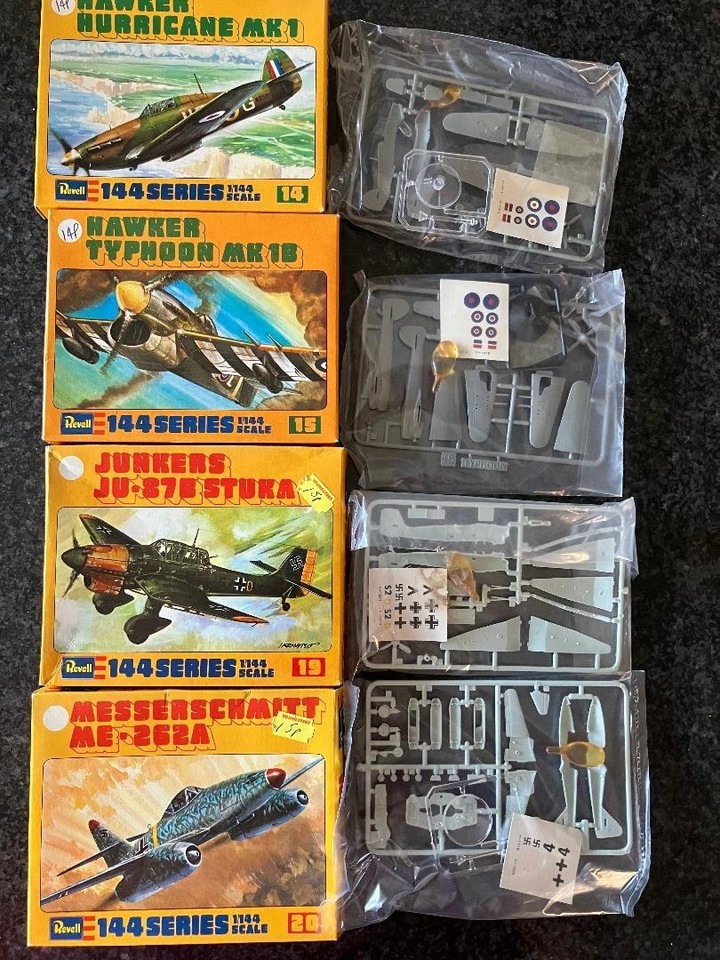 Revell 1/144 Hurricane Mk1, Typhoon Mk1b, JU-87B Stuka& ME-262A Kits 14 ...