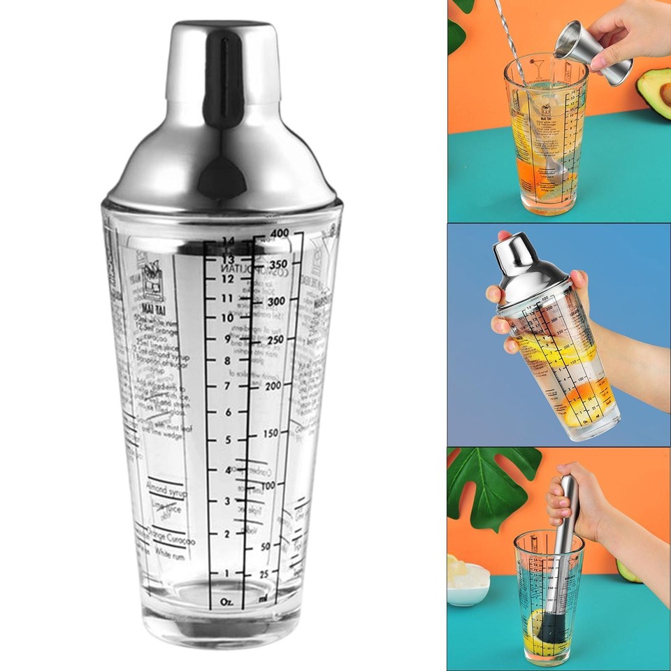 Glass Hand-Cranked 400ml Wine Muddler Cocktail Shaker Martini for ...
