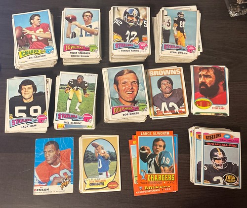 ~400 1970s Topps Football LOW GRADE Lot 1969 1970 1971 1972 1975 1976 ...