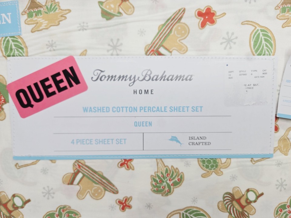 Tommy Bahama Queen Sheet Set Gingerbread Beach Washed 100% Cotton | eBay