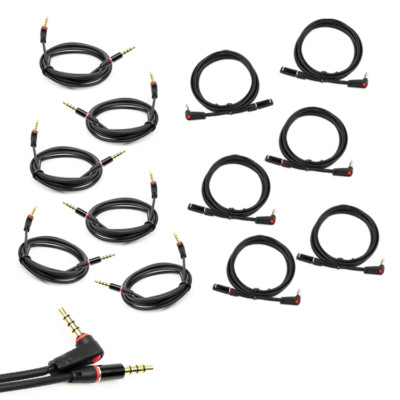 6X 3.5MM AUX M/M RIGHT-ANGLE+M/F EXTENSION STEREO CABLES BLACK LG G3 ...