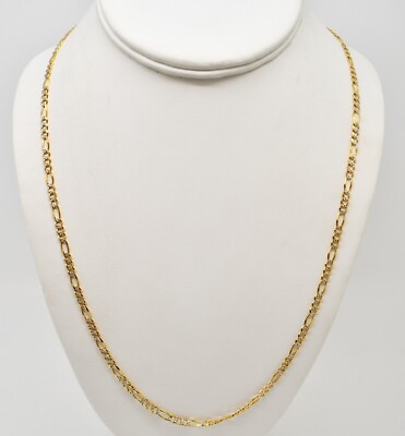 14K Yellow Gold Figaro Chain Link Necklace 22.0" GOLD-2915 | eBay