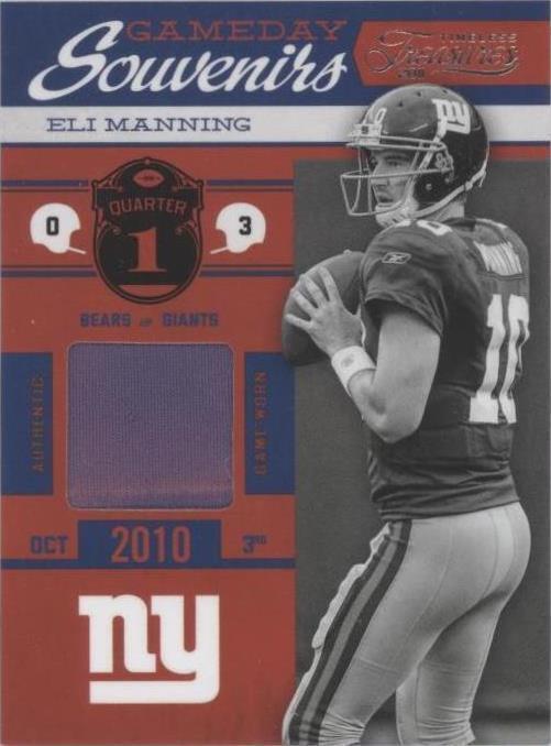2011 Panini Timeless Treasures - Game Day Souvenirs Eli Manning #5 1st ...