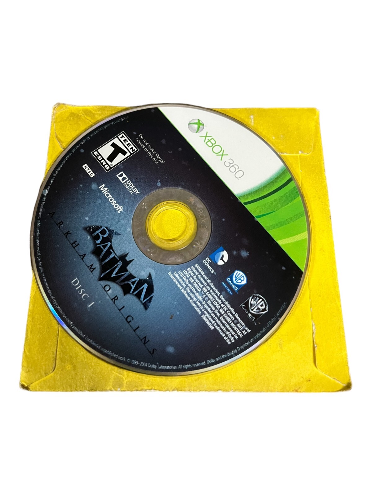 Microsoft Xbox 360 DISC ONLY TESTED Batman: Arkham Origins DISC 1 ONLY ...