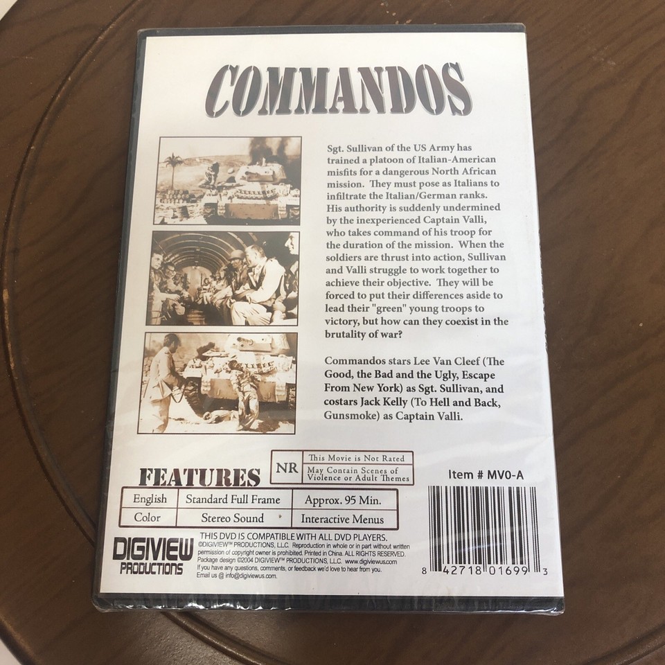 Commandos DVD 2004 Lee Van Cleef All Region slim case army military war ...