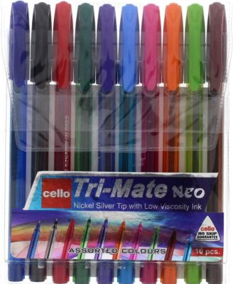 BIC CELLO Coloured Ballpoint Pens, Tri-Mate Medium Point Biros ...