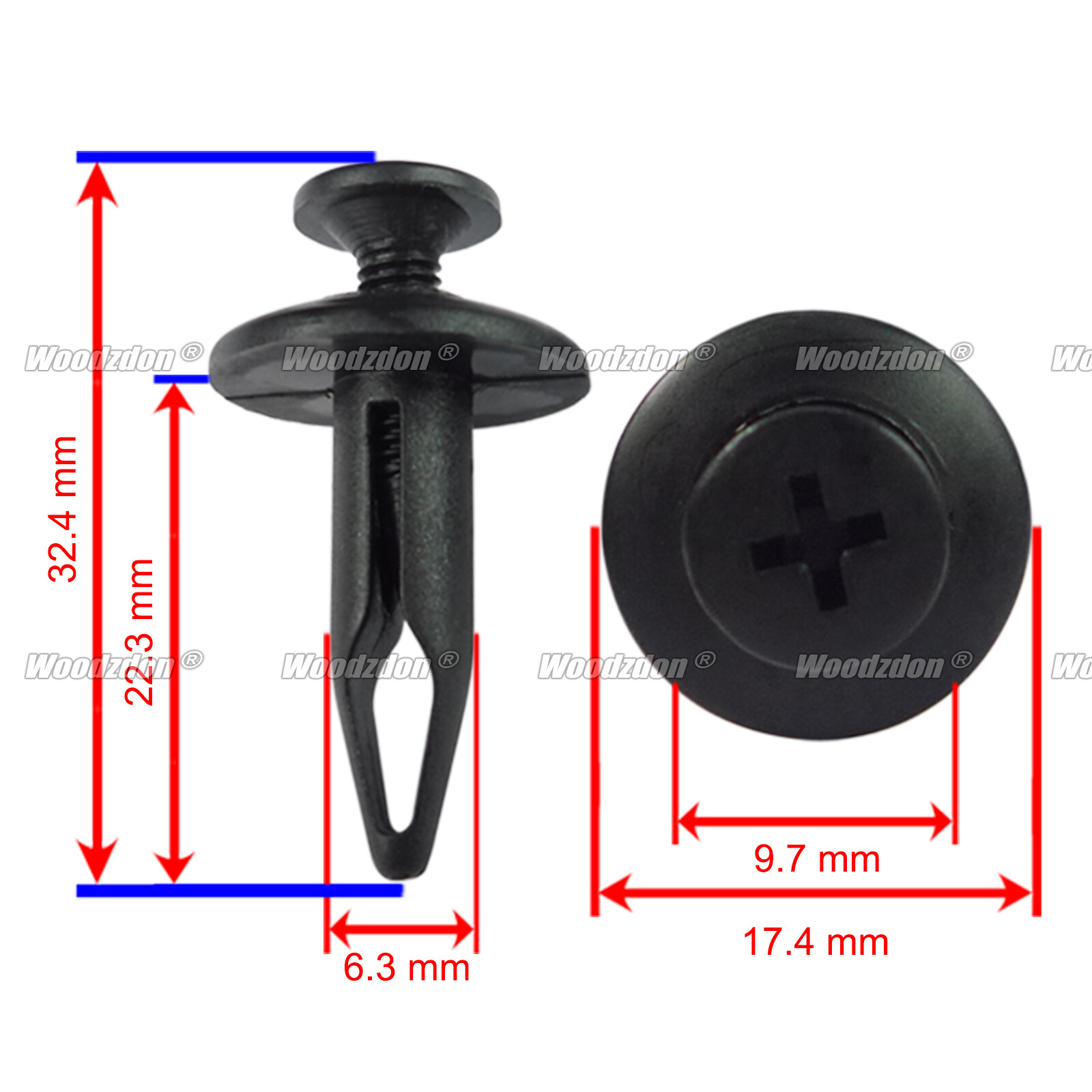 50x Radiator Shroud Retainer Push Type Clip For Ford For GM For ...