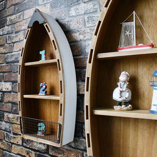 Wooden Boat Decor Hanging Wood Boat Decoration for Wall Rustic Nautical ...