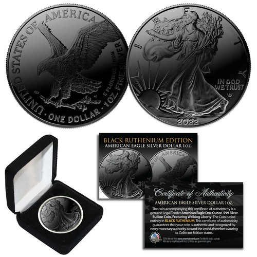 2022 BLACK RUTHENIUM 1 Troy Oz 999 Silver American Eagle Coin with ...