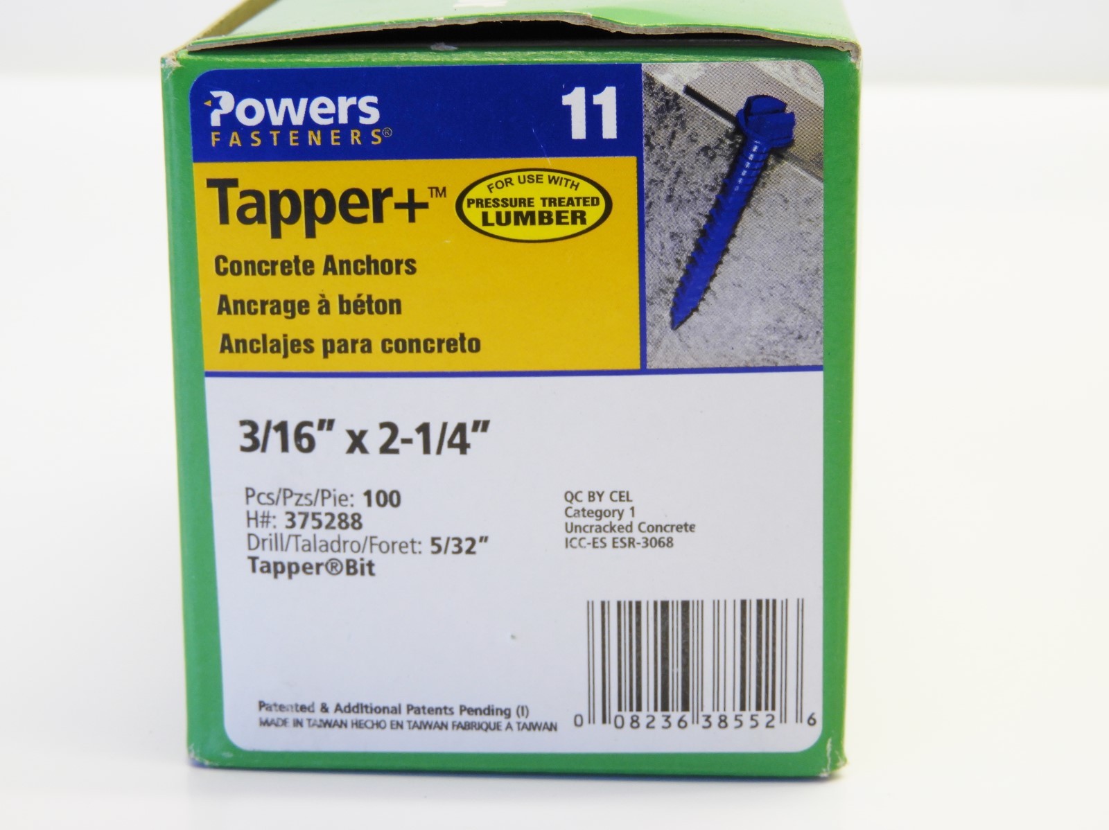 Hillman 375288 Tapper Masonry Fastener 3/16 " X 2-1/4 " Hex Head ...