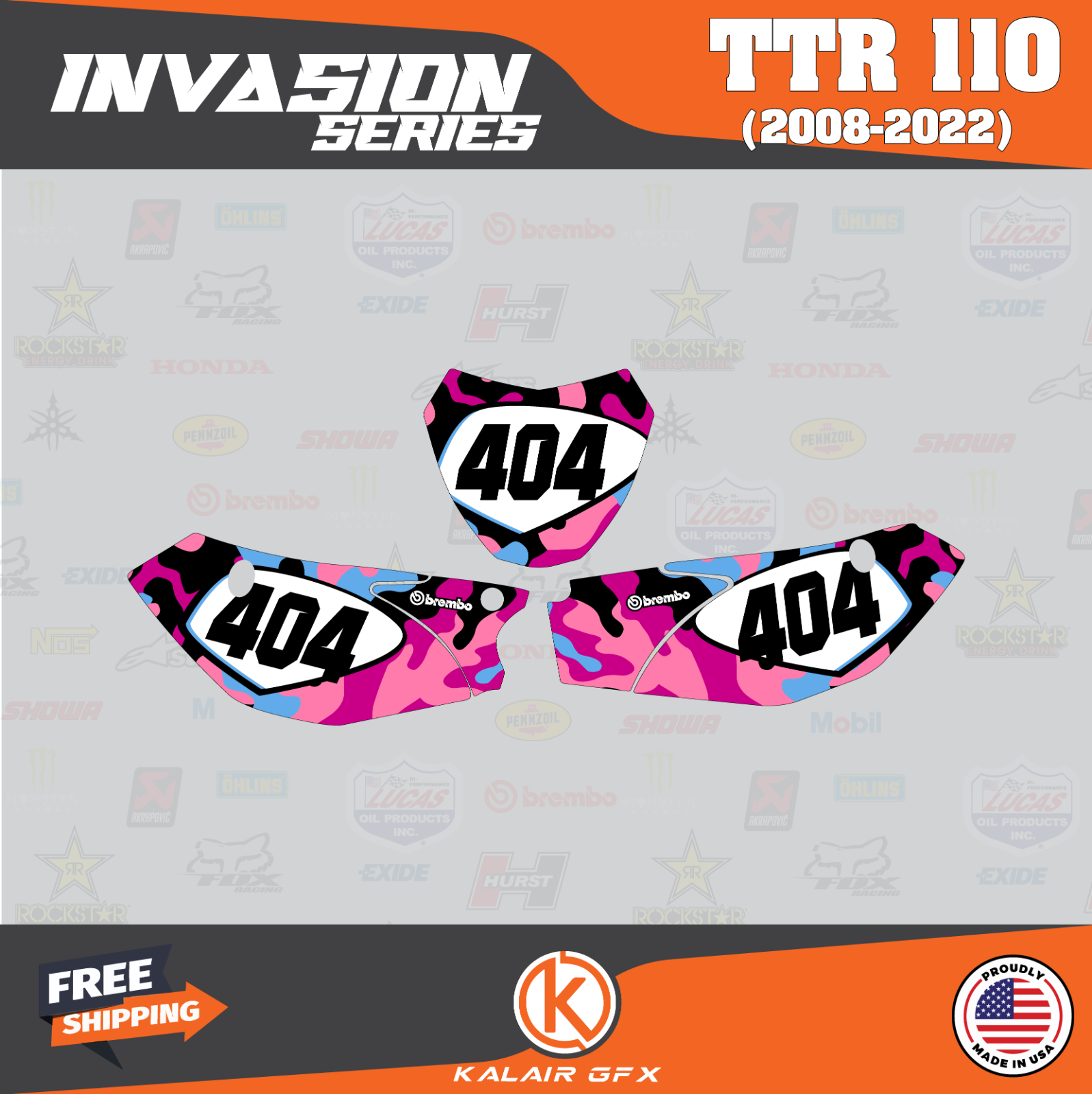 Graphics Kit for Yamaha TTR 110 (2008-2023) TTR110 Invasion Series ...