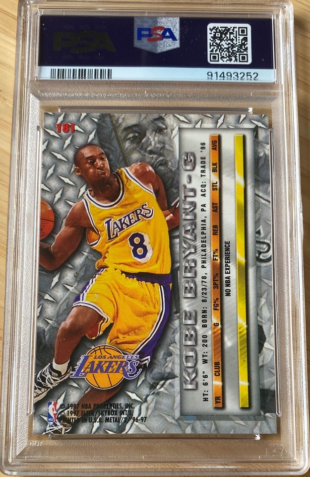 Kobe Bryant 1996 Fleer Metal #181 PSA 9 Rookie RC MINT New Slab! Looks ...