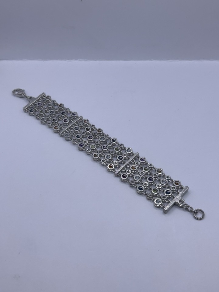 Judith Ripka Designer Gallery Sterling Silver Multi-Gemstone Bracelet 8 ...