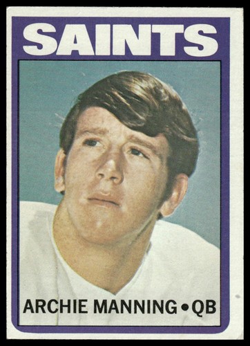 1972 Topps Archie Manning #55 Rookie New Orleans Saints RC - Free ...