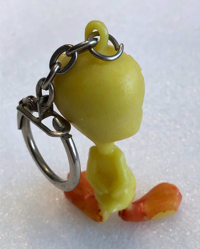 Vintage Tweety Pie Bird Key Chain Looney Tunes Warner Bro Yellow Orange ...