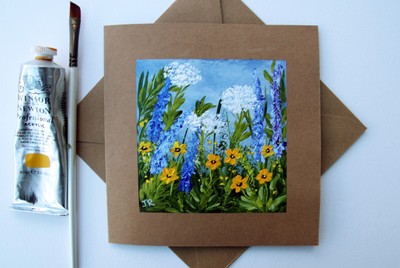 REAL PAINTING: Hand-painted Card "Wild Meadow #59" w/envelope by Judith ...