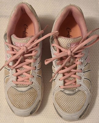 GRAVITY DEFYER COMFORT FIT WOMEN'S SIZE 6.5 SHOES WHITE WITH PINK LOGO ...