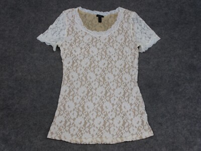 Soma Top Womens Medium M Ivory Beige Pullover Shirt Blouse All Over ...
