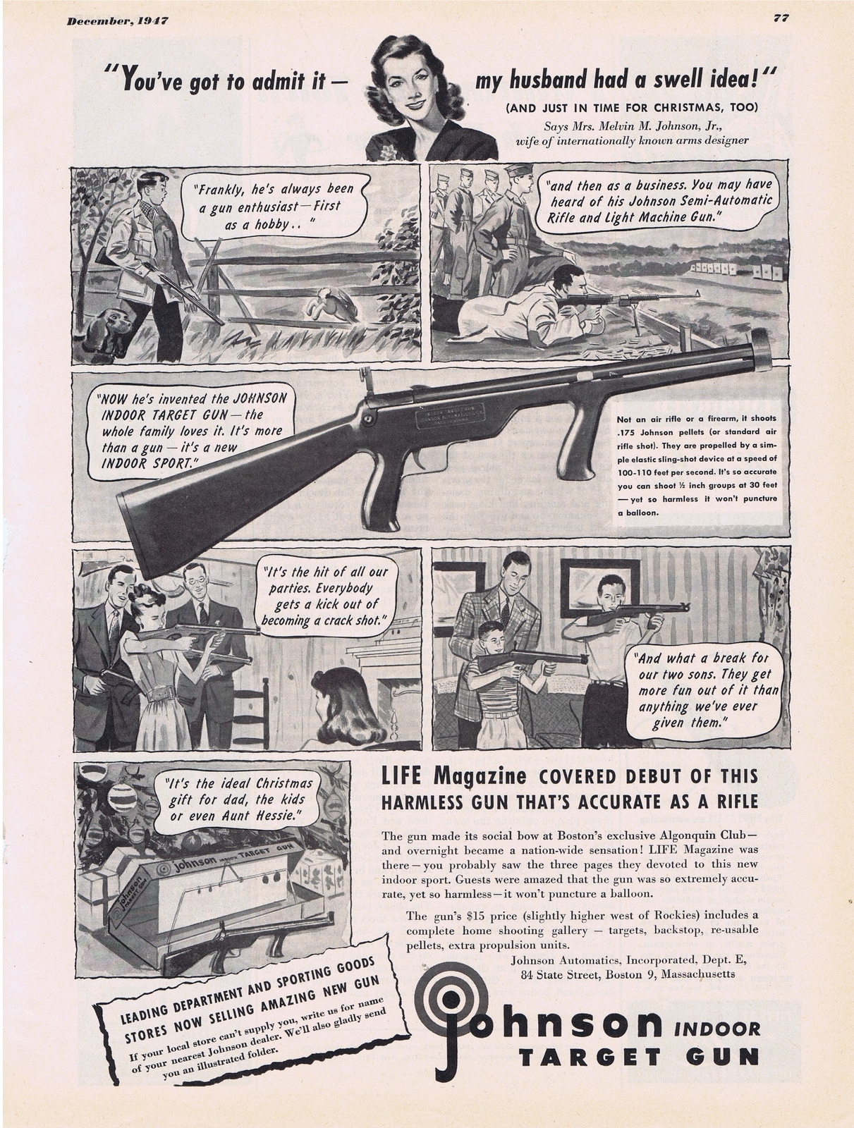 1947 Johnson Indoor Target Gun for the Whole Family Print Ad | eBay