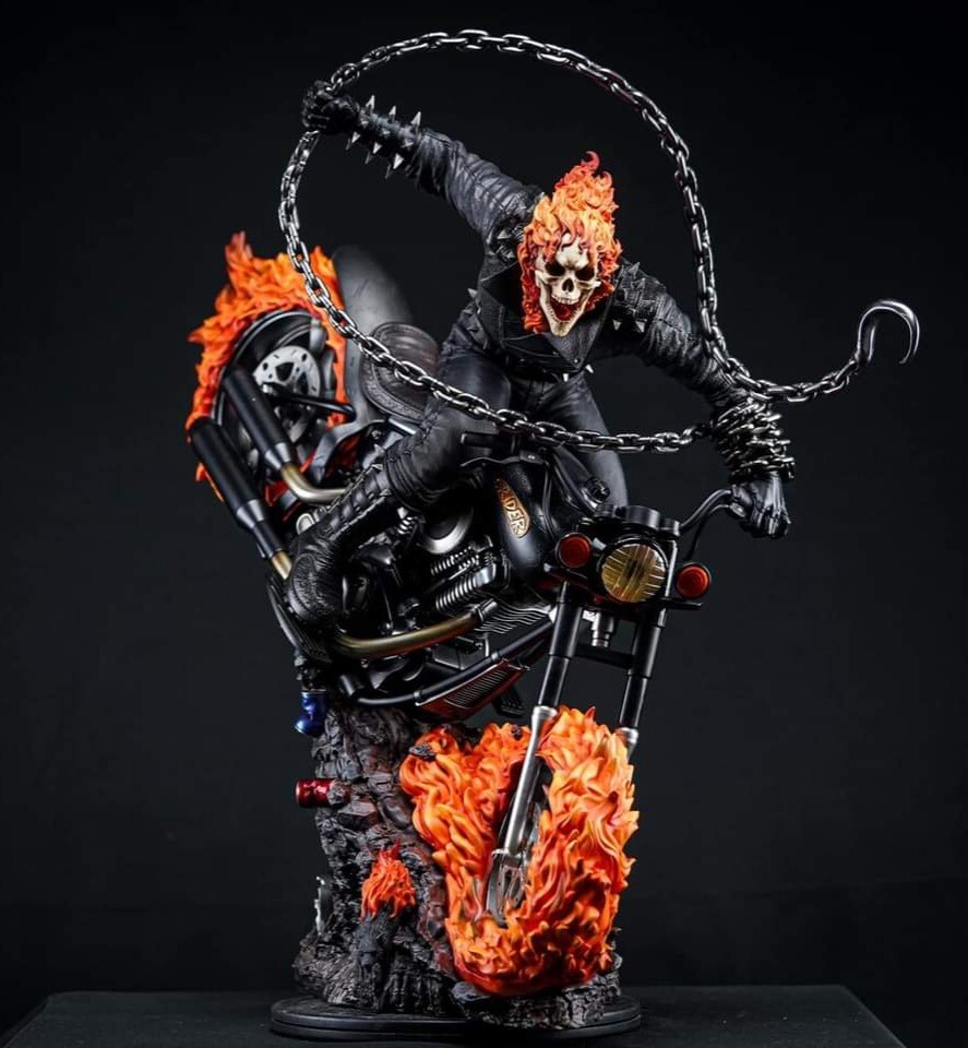 Custom 1/4 LL Digitals Marvel Ghost Rider Statue On Bike Franco ...