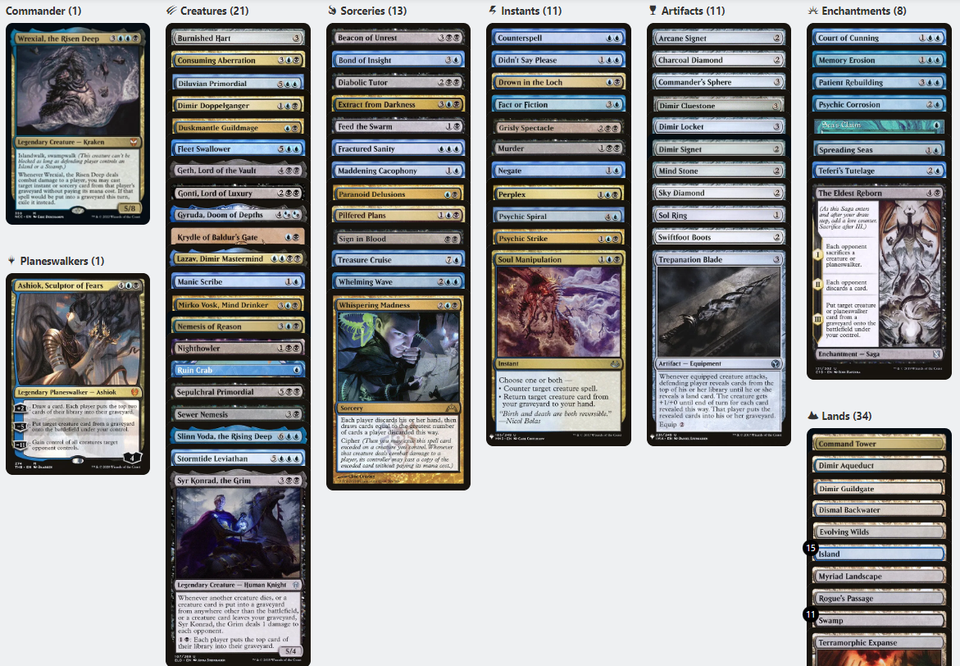 Wrexial, the Risen Deep MILL SPELL STEAL Magic MTG Custom Commander ...